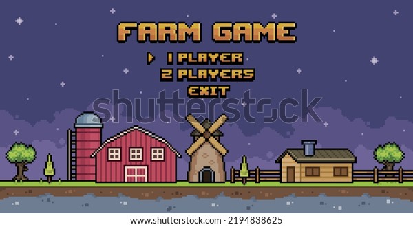 Pixel Art Farm Game Menu 8bit Stock Vector (Royalty Free) 2194838625 ...