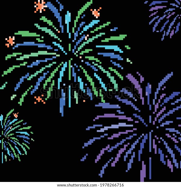 Pixel Art Firework Festive Firework Bursting Stock Vector (Royalty Free ...