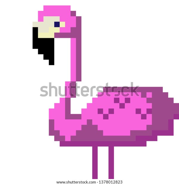 Pixel Art Flamingo: เวกเตอร์สต็อก (ปลอดค่าลิขสิทธิ์) 1378012823 ...
