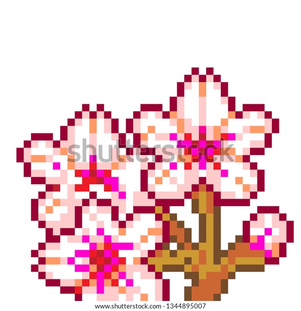 Pixel Art Flower 4 Stock Vector (Royalty Free) 1344895007 | Shutterstock