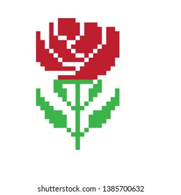 Pixel Art Flower Rose Red Stock Vector (Royalty Free) 1385700632 ...