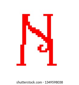 Pixel Art Font N Stock Vector (Royalty Free) 1349598038