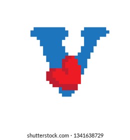 Pixel Art Font V Stock Vector (Royalty Free) 1341638729 | Shutterstock