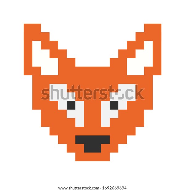 Stock vektor „Pixel Art Fox Big Head“ (bez autorských poplatků ...