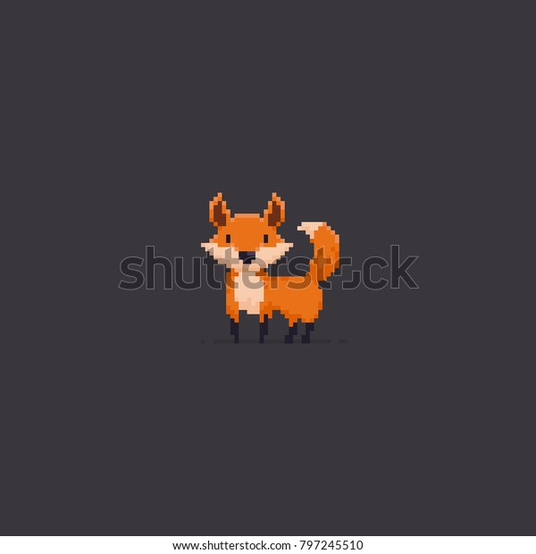 Pixel Art Fox Isolated On Dark Stock Vector (Royalty Free) 797245510