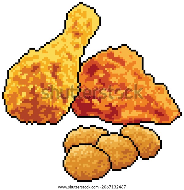 Pixel Art Fried Chicken Snack: เวกเตอร์สต็อก (ปลอดค่าลิขสิทธิ์ ...