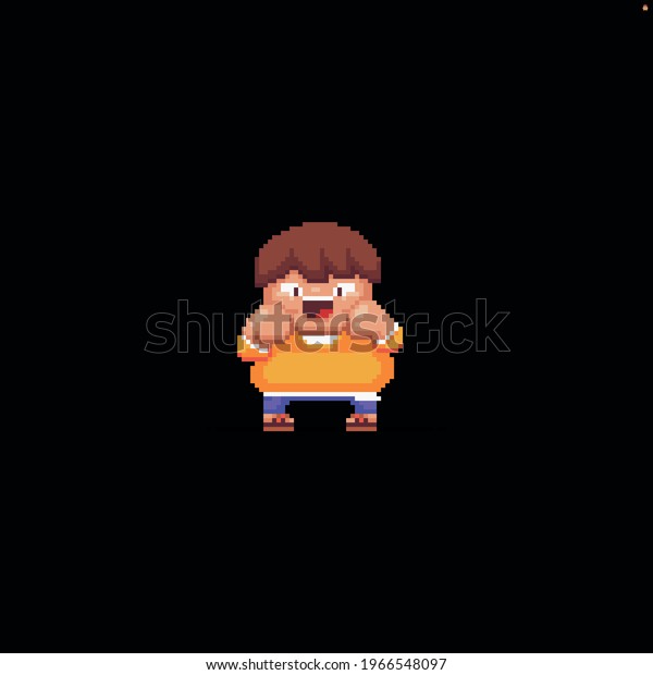 Pixel Art Funky Cheeky Happy Kid: เวกเตอร์สต็อก (ปลอดค่าลิขสิทธิ์ ...
