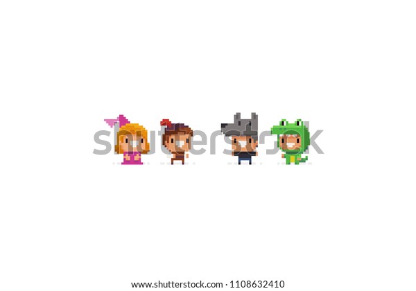 Pixel Art Funky Fantasy Game Characters Stock Vector (Royalty Free ...