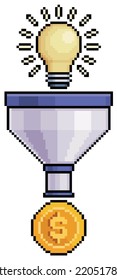 Pixel Art Funnel Light Bulb Coin Stock Vector (Royalty Free) 2205178003 ...