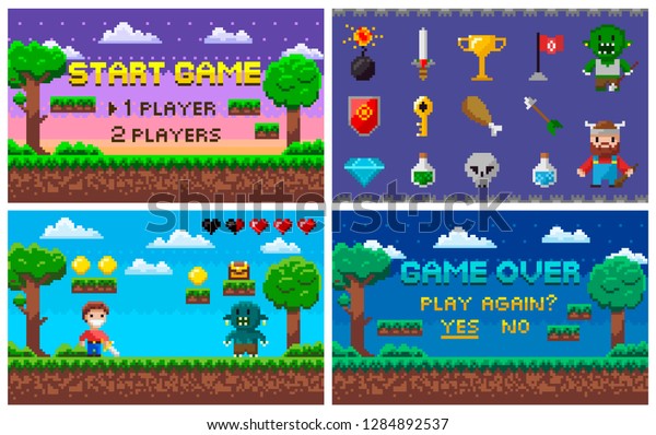 Pixel Art Game 8 Bit Character Stock Vector (Royalty Free) 1284892537