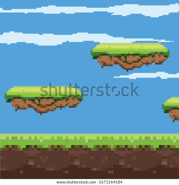 Pixel Art Game Background Ground Grass Stock Vector (Royalty Free ...