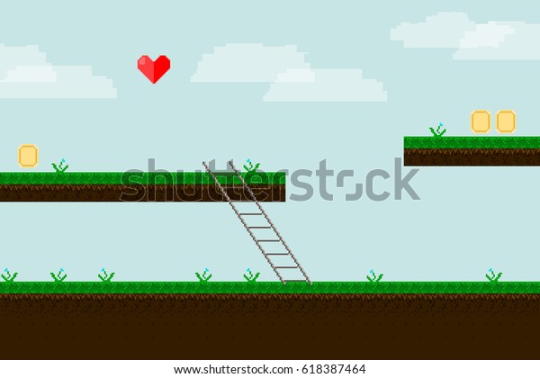 Pixel Art Game Background Ground Grass Stock Vector (Royalty Free ...