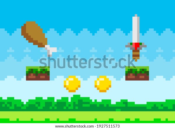 Pixel Art Game Background Reward Objects Stock Vector (Royalty Free ...