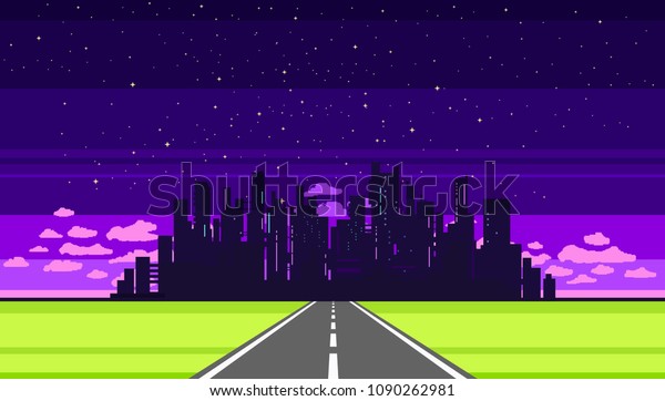 Pixel Art Game Background Road Ground: stockvector (rechtenvrij ...
