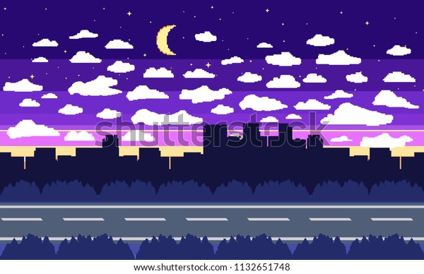 「Pixel Art Game Background Road Ground」のベクター画像素材（ロイヤリティフリー） 1132651748 ...