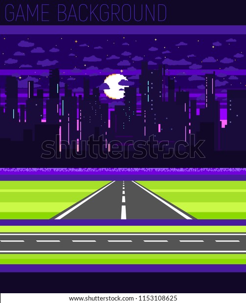 Pixel Art Game Background Road Ground: стоковая векторная графика (без ...