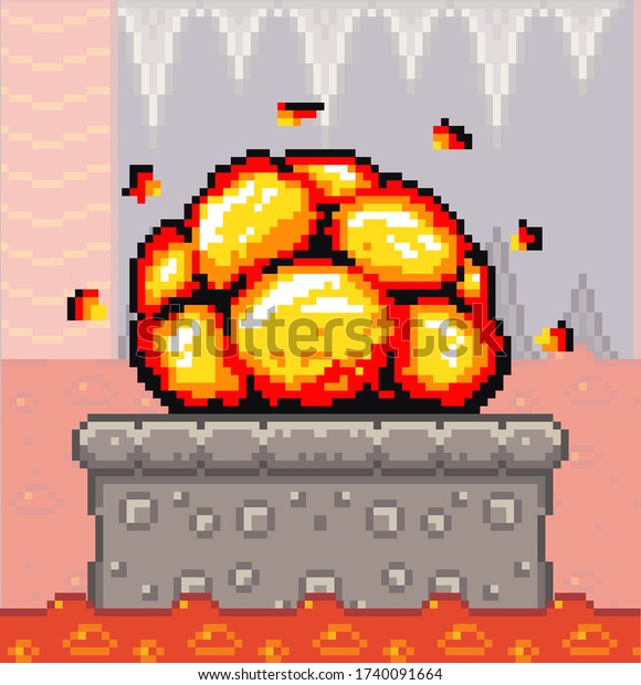 Pixel Art Game Background Underground Detonation: เวกเตอร์สต็อก (ปลอด ...