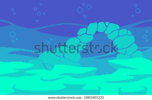 Pixel Art Game Location Ocean Floor Stock Vector (Royalty Free ...