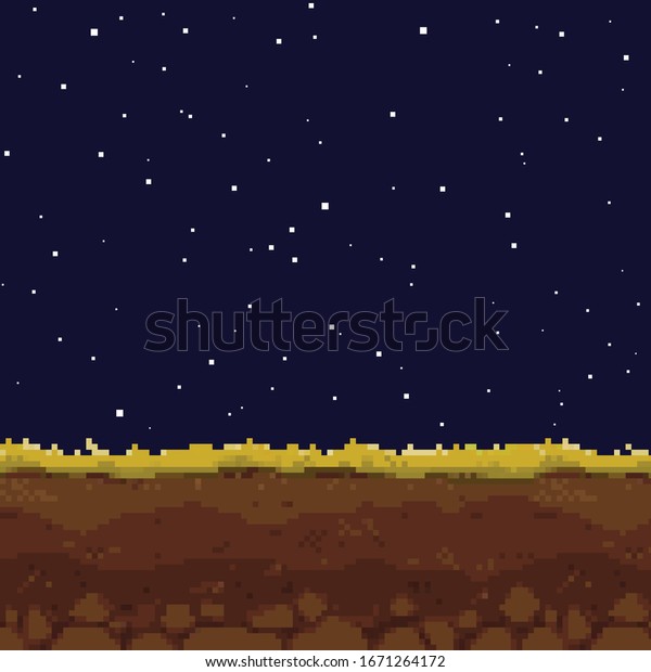 Pixel Art Game Night Background Ground Stock Vector (Royalty Free ...