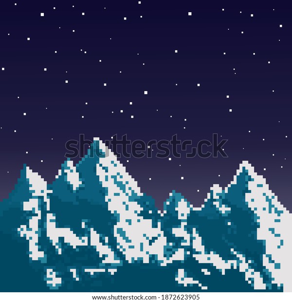 Pixel Art Game Night Background Ground: เวกเตอร์สต็อก (ปลอดค่าลิขสิทธิ์ ...