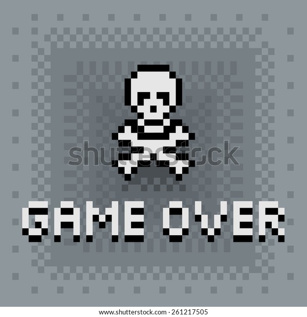 Pixel Art Game Over Sign Skull Stock Vector (Royalty Free) 261217505 ...