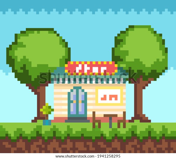 Pixel Art Game Scene Ground Grass Stock Vector (Royalty Free ...