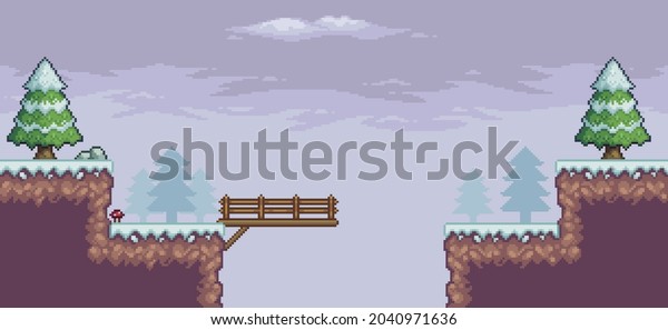 Pixel Art Game Scene Snow Pine Stock Vector (Royalty Free) 2040971636 ...