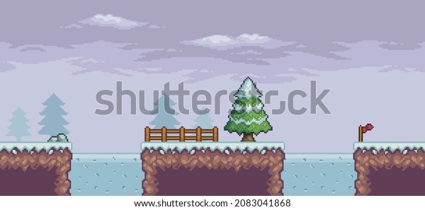 Pixel Art Game Scene Snow Pine Stock Vector (Royalty Free) 2083041868 ...