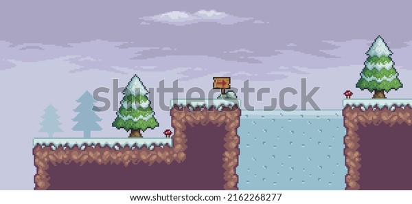 Pixel Art Game Scene Snow Pine Stock Vector (Royalty Free) 2162268277 ...