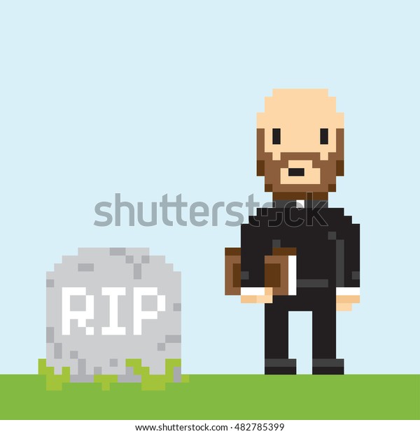Pixel Art Game Style Priest On Stock Vector (Royalty Free) 482785399