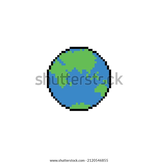 Pixel Art Globe Earth Icon Vector: เวกเตอร์สต็อก (ปลอดค่าลิขสิทธิ์ ...