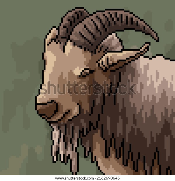 Pixel Art Goat Head Portrait: เวกเตอร์สต็อก (ปลอดค่าลิขสิทธิ์ ...