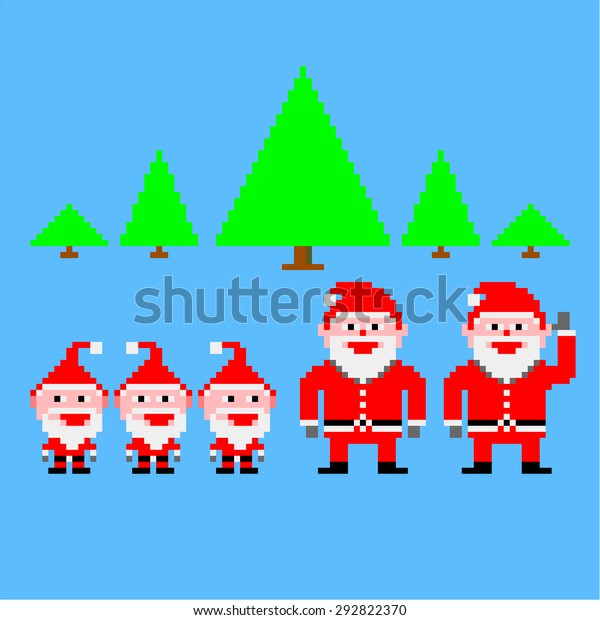 Pixel Art Greeting Card Big Small : image vectorielle de stock (libre ...