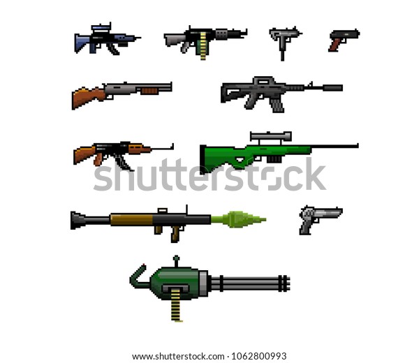 Pixel Art Gun Set: стоковая векторная графика (без лицензионных ...