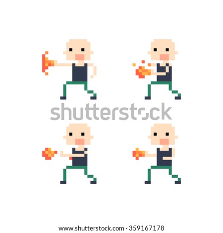 Pixel Art Guy Bald Head Throwing Vector de stock (libre de regalías ...