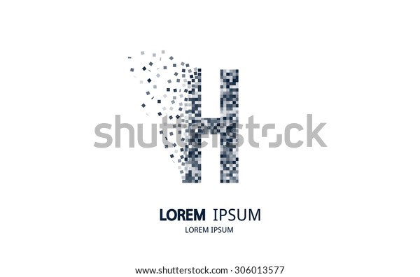 Pixel Art H Letter Logo Vector : image vectorielle de stock (libre de ...