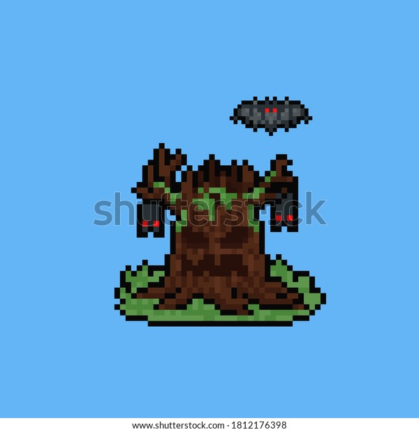 Pixel Art Halloween Spooky Tree Monster Stock Vector (Royalty Free ...