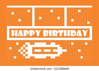 Pixel Art Happy Birthday Vector Card Stock Vector (Royalty Free) 2121980669