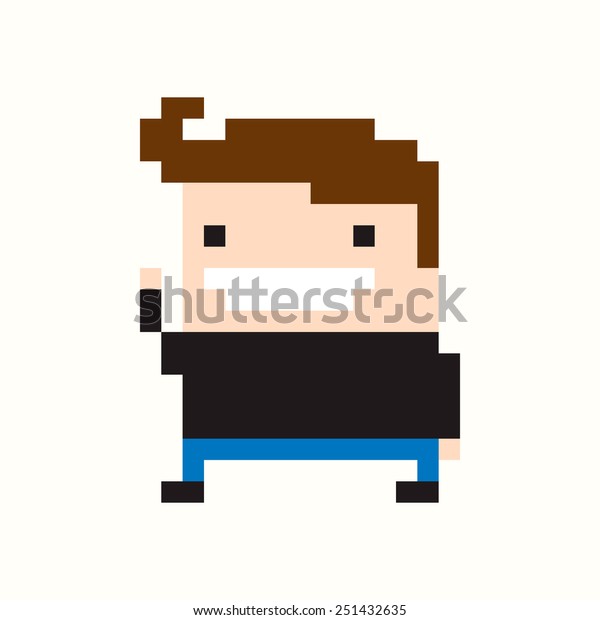 Pixel Art Happy Guy Arm Raised Stock Vector (Royalty Free) 251432635