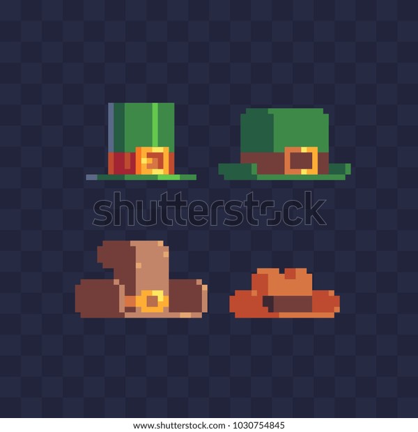 Pixel Art Hats Icon Set Mens Stock Vector (Royalty Free) 1030754845 ...