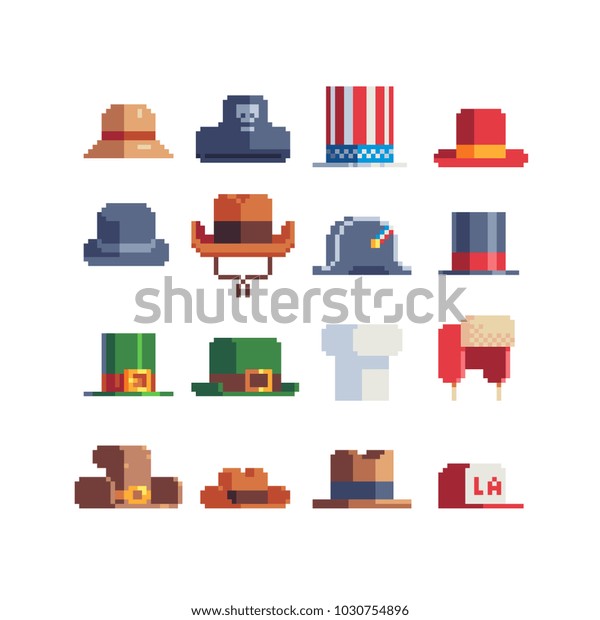 Pixel Art Hats Icon Set Womens Stock Vector (Royalty Free) 1030754896 ...