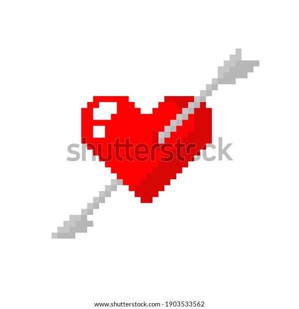 Pixel Art Pixel Heart Arrow Heart Stock Vector (Royalty Free ...