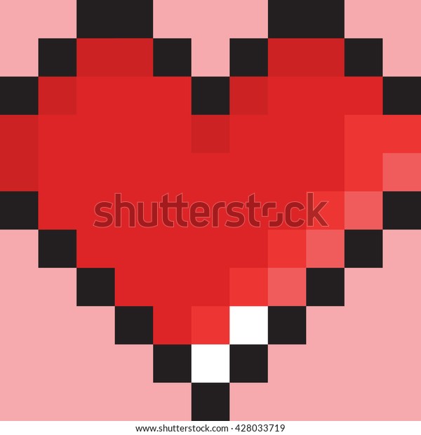 Pixel Art Heart Old School Vintage Stock Vector (Royalty Free) 428033719