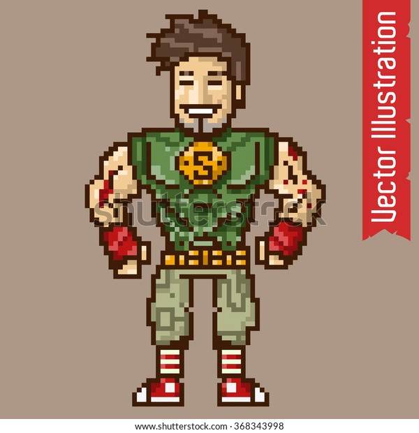 Pixel Art Hero Vector Illustration Stock Vector (Royalty Free) 368343998
