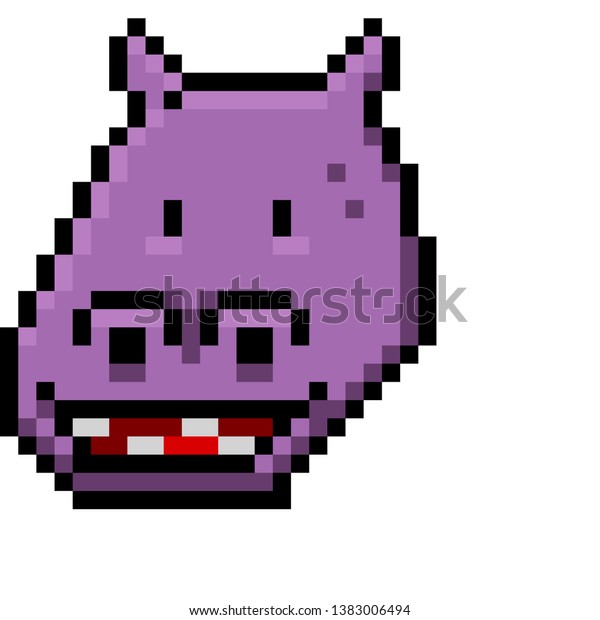 Pixel Art Hippopotamus Face Stock Vector (Royalty Free) 1383006494 ...
