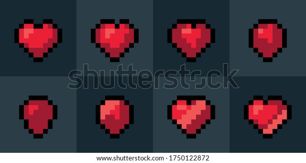 Pixel Art Icon Animated Red Heart Stock Vector (Royalty Free) 1750122872