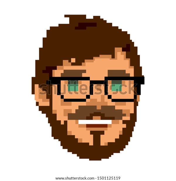 Pixel Art Icon Face Man Hair Stok Vektör (Telifsiz) 1501125119 ...