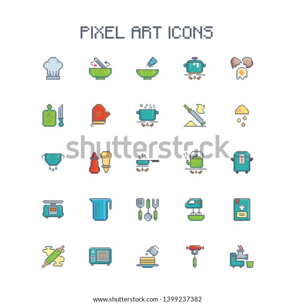Vektor Stok Pixel Art Icon Kitchen Utensil Vector (Tanpa Royalti ...