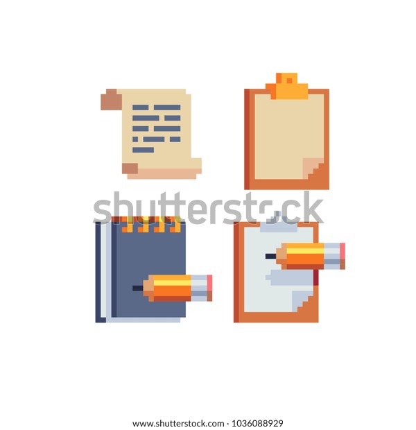 Pixel Art Icon Set Clipboard Data Stock Vector (Royalty Free ...