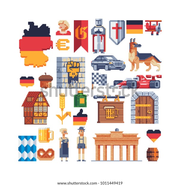 Pixel Art Icons 80s Style Symbols Stock Vector (Royalty Free) 1011449419